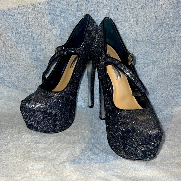 H by Halston | Shoes | Extremely Shiny Metallic Bling Platform Heels ...